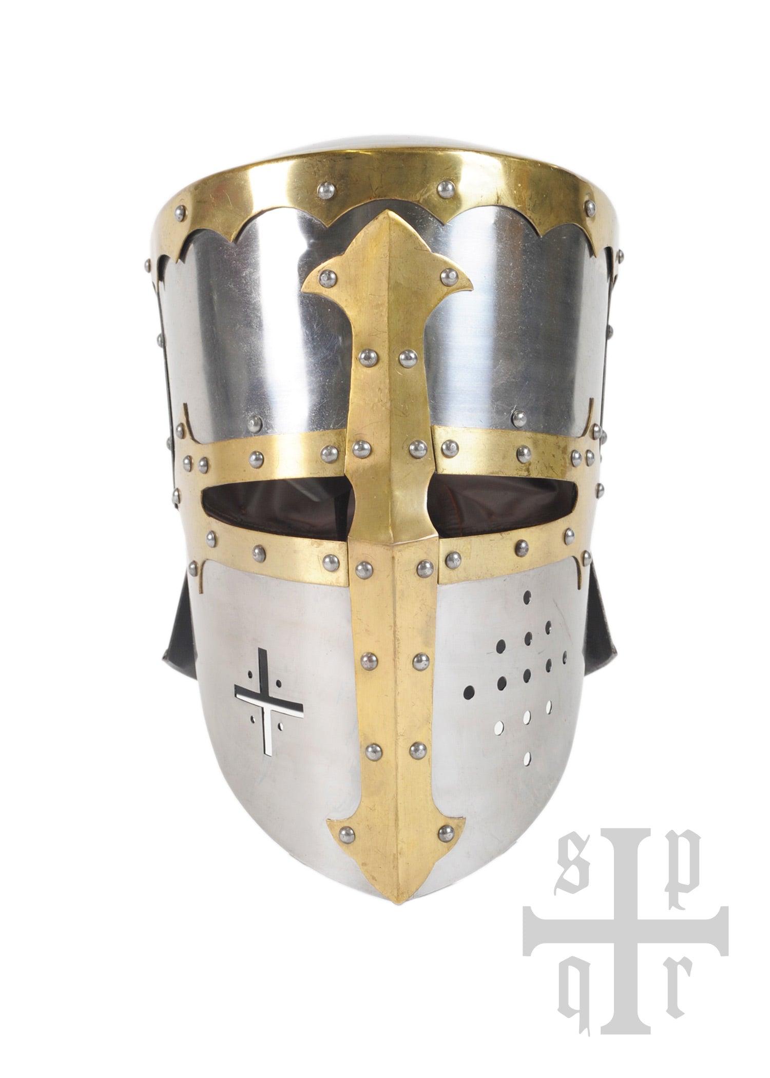 Templar Knight Helmet Silver Mild Steel Templar Knight Crusader Helmet